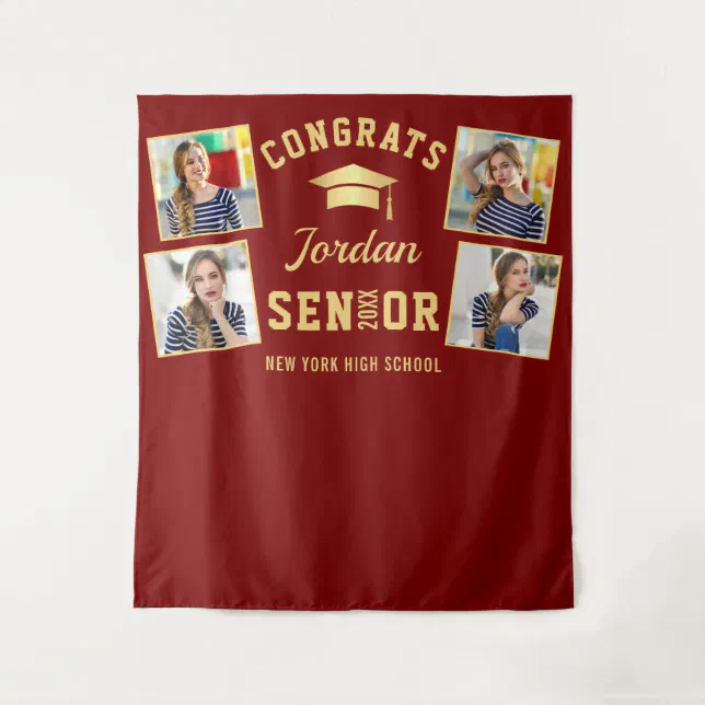 Modern Burgundy Graduation 4 Photo Booth Backdrop | Zazzle