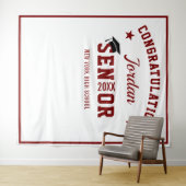 Modern Burgundy Graduation Party Photo Backdrop | Zazzle