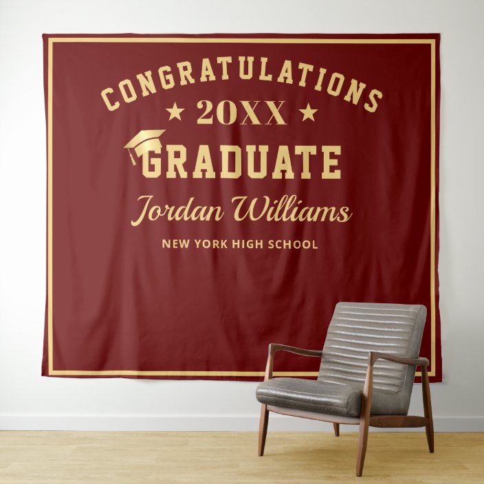 Modern Burgundy Graduation Photo Booth Backdrop | Zazzle.com