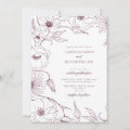Modern Burgundy Line Art Floral Wedding Invitation | Zazzle