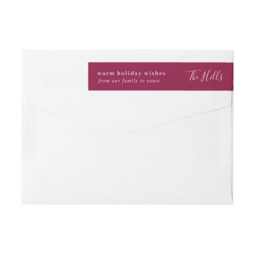 Modern Burgundy Maroon Christmas Return Address Wrap Around Label | Zazzle