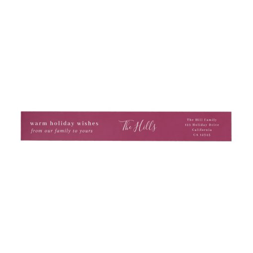 Modern Burgundy Maroon Christmas Return Address Wrap Around Label | Zazzle
