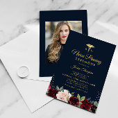 Modern burgundy navy nurse pinning ceremony invitation | Zazzle