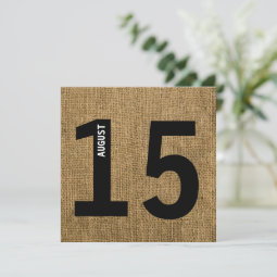 Modern Burlap Bold Calendar Bachelor or Birthday Invitation | Zazzle