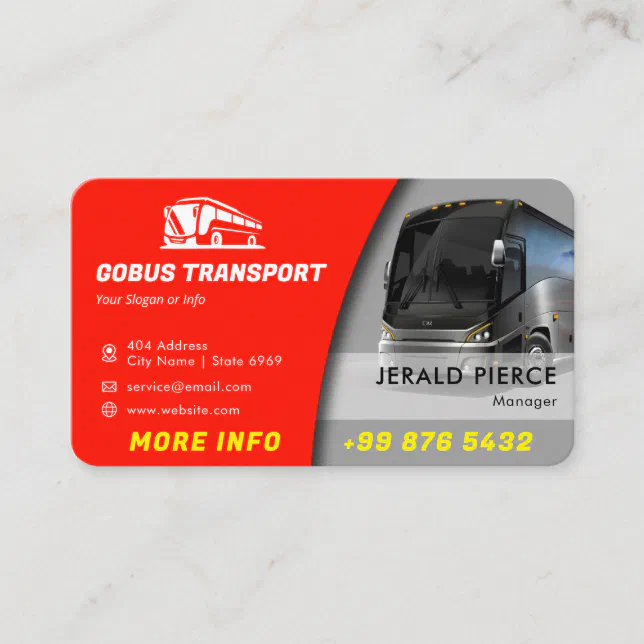 Modern Bus Company | Red Business Card | Zazzle