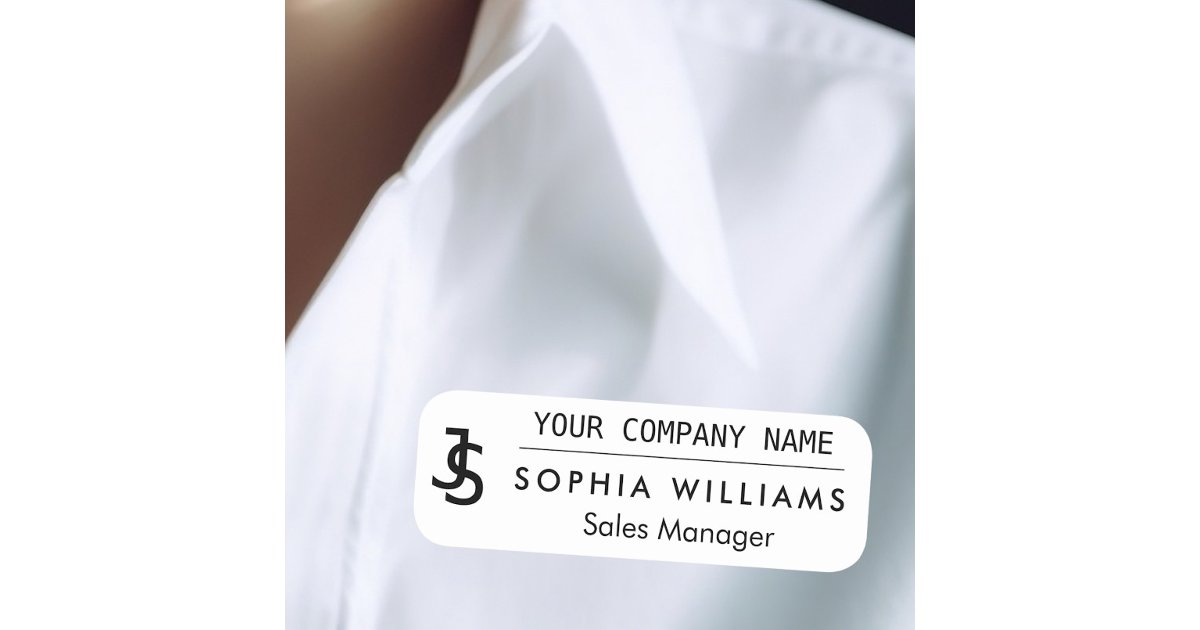 Modern Business Custom Company Monogram Logo Name Name Tag | Zazzle