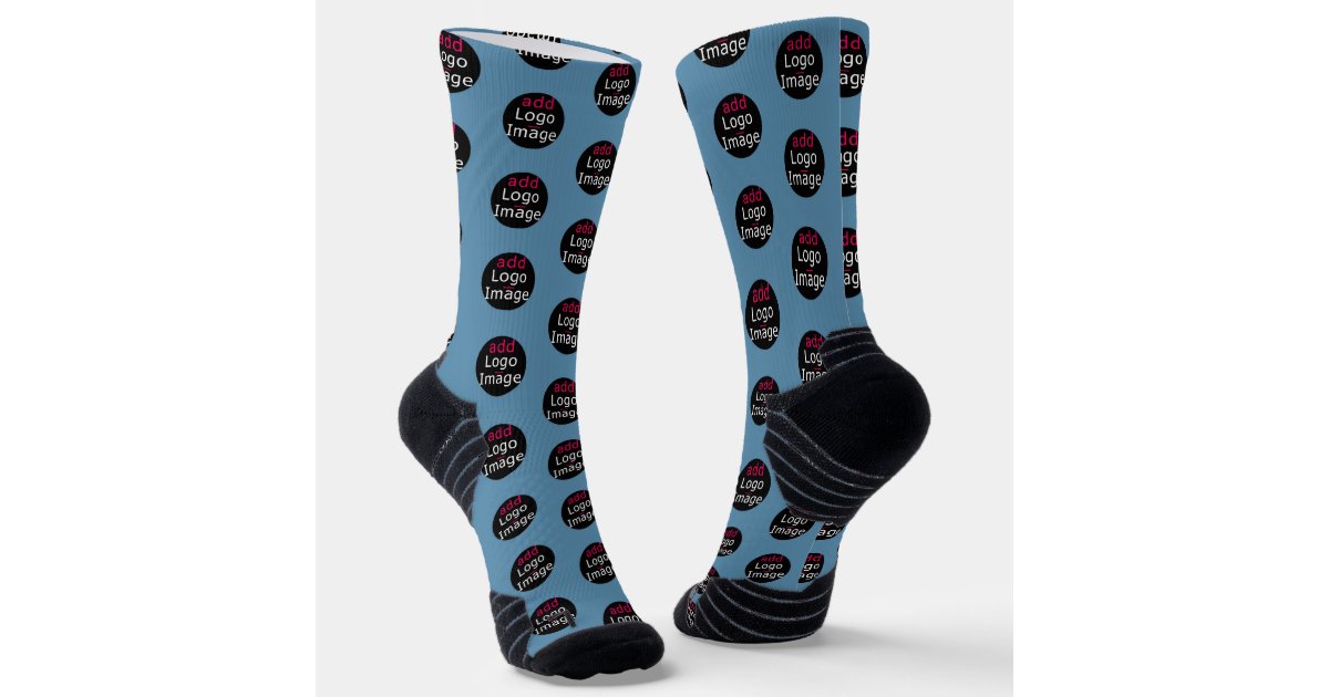 Modern Business Customizable Promo Dusty Blue Socks | Zazzle