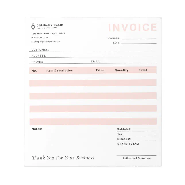 Modern Business Invoice Order Sales Receipt Notepad | Zazzle
