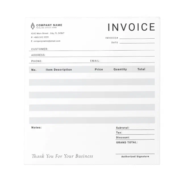 Modern Business Invoice Order Sales Receipt Notepad | Zazzle