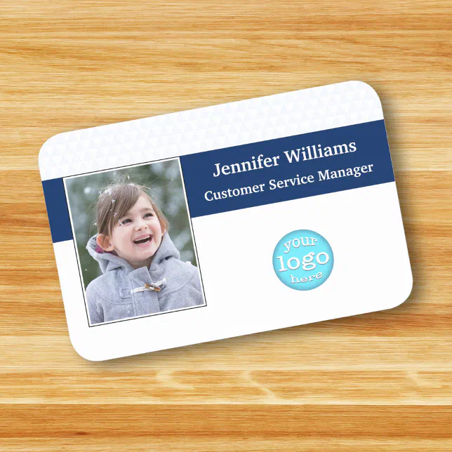 Modern Business Logo Corporate Employee Photo ID Name Tag | Zazzle