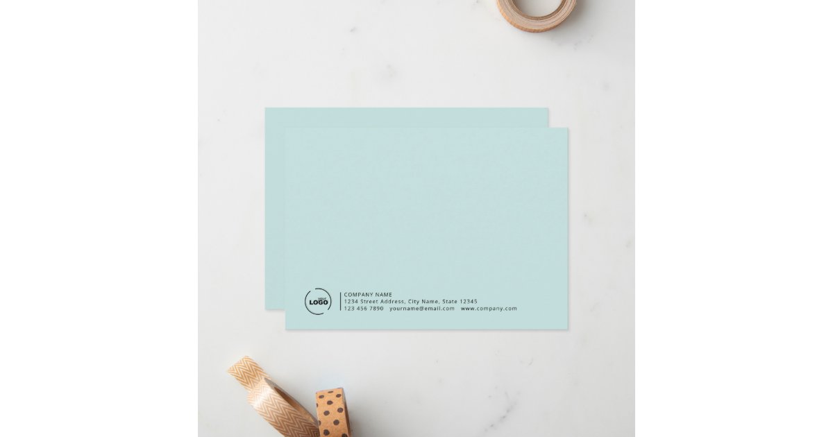 Modern Business Logo Light Turquoise Note Card | Zazzle