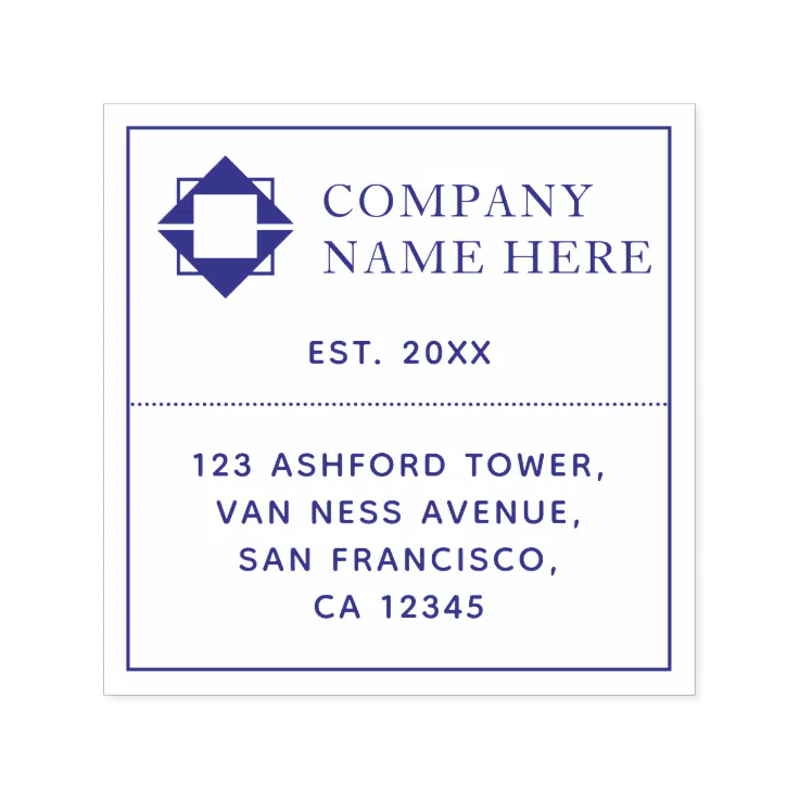 Modern Business Logo Name Address Personalized Self-inking Stamp | Zazzle