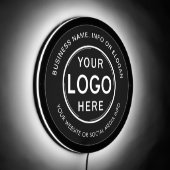 Modern Business Logo | Professional Black Round LED Sign | Zazzle