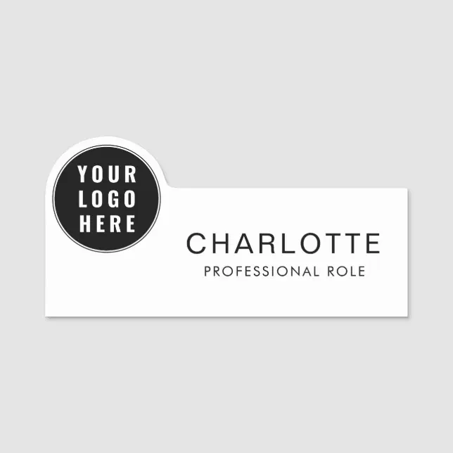 Modern Business Logo Professional Role Custom Name Tag | Zazzle