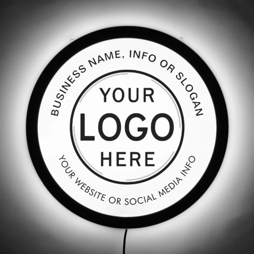 Modern Business Logo | Professional White Round LED Sign | Zazzle