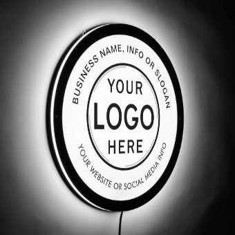Modern Business Logo | Professional White Round LED Sign | Zazzle