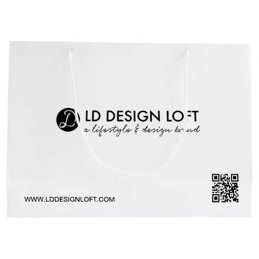 Modern Business logo QR code Custom template Large Gift Bag | Zazzle