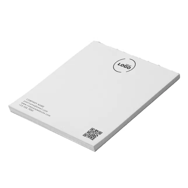 Modern Business Logo QR Code Light Gray Notepad | Zazzle
