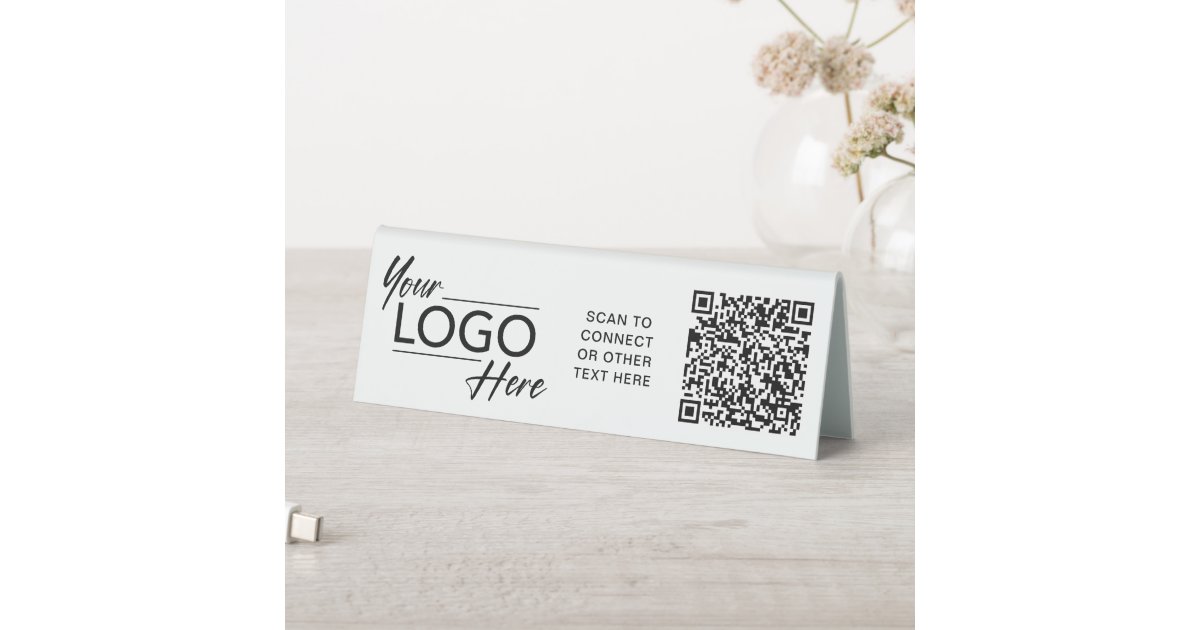 Modern Business Logo QR Code Table Tent | Zazzle