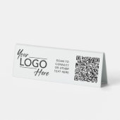 Modern Business Logo QR Code Table Tent Sign | Zazzle