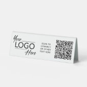 Modern Business Logo QR Code Table Tent Sign | Zazzle