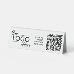 Modern Business Logo QR Code Table Tent Sign | Zazzle