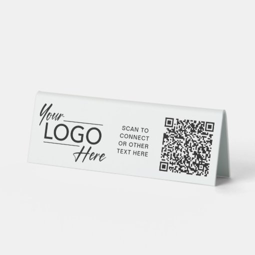 Modern Business Logo QR Code Table Tent Sign | Zazzle