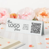 Modern Business Logo QR Code Table Tent Sign | Zazzle