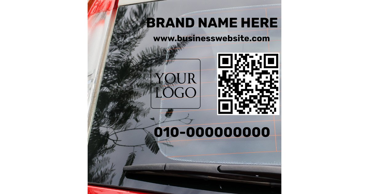 Modern Business Logo QR Code Truck Car Door Window Cling | Zazzle