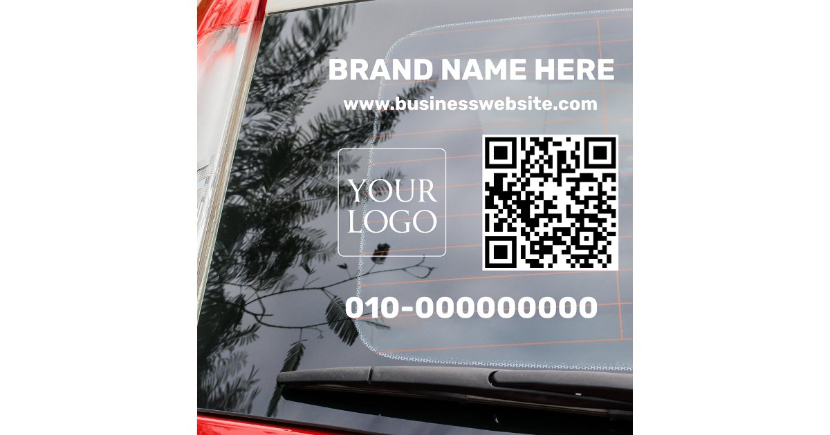 Modern Business Logo QR Code Truck Car Door Window Cling | Zazzle
