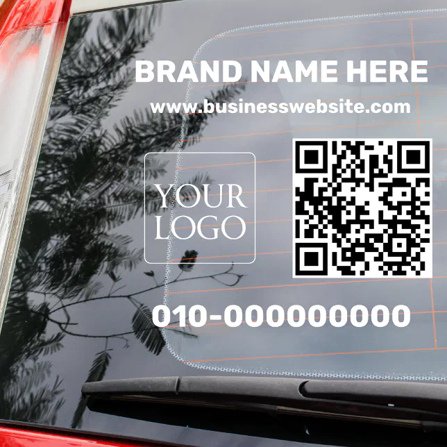 Modern Business Logo QR Code Truck Car Door Window Cling | Zazzle