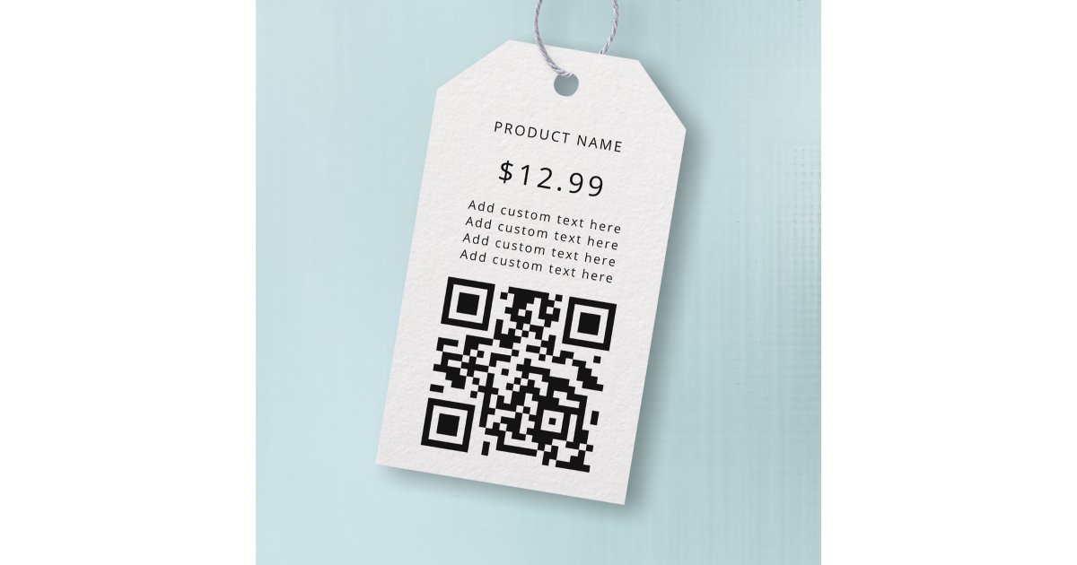 Modern Business Logo QR Code White Price Tags | Zazzle