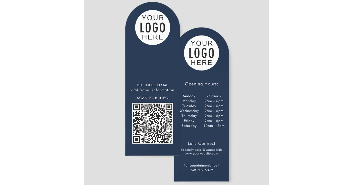 Modern Business Logo QR Code with Opening Hours Bookmarks | Zazzle