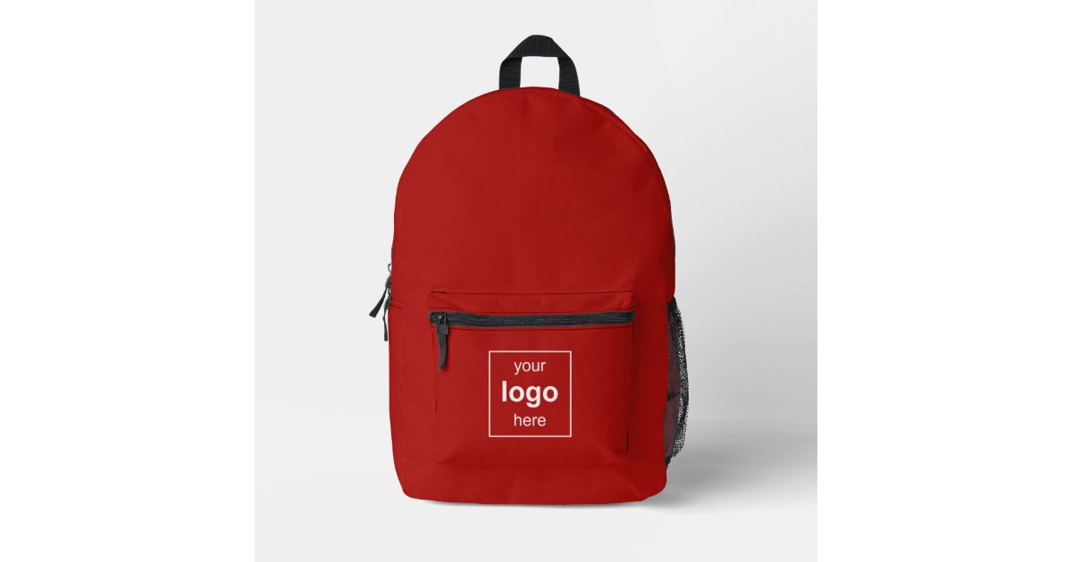 Modern Business Logo Red Printed Backpack | Zazzle