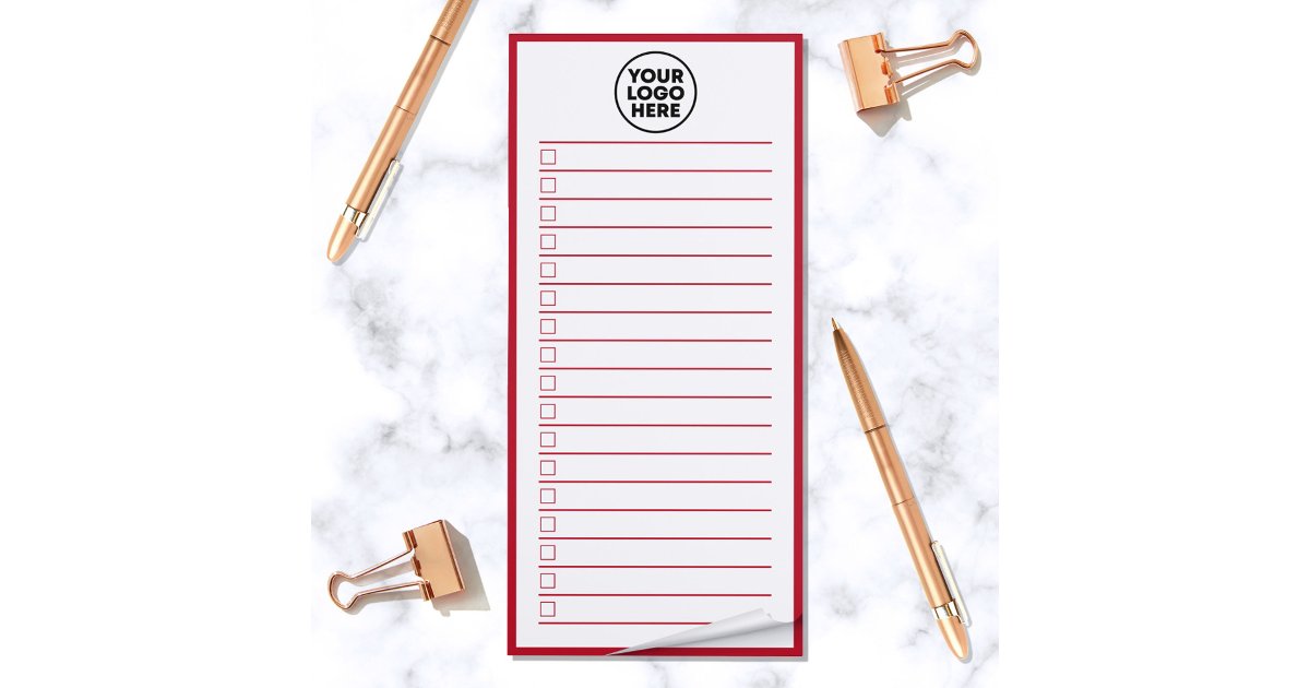 Modern Business Logo Red To Do List Magnetic Notepad | Zazzle