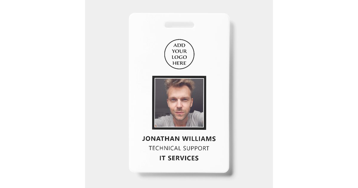 Modern Business Logo Staff Name Job Title Photo ID Badge | Zazzle