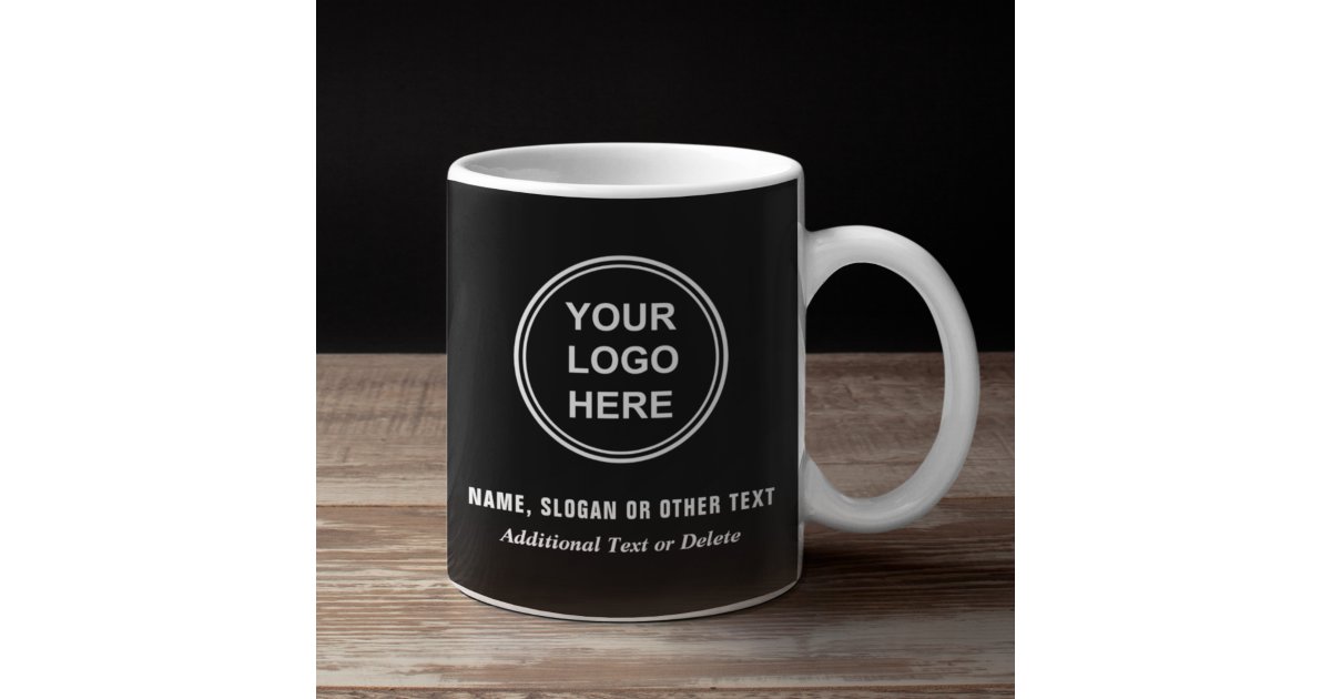Modern Business Logo Stylish Black Coffee Mug | Zazzle