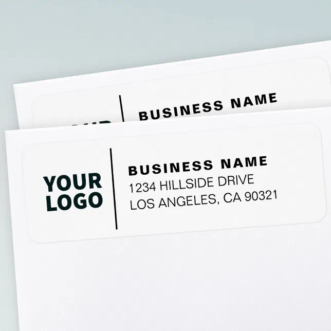 Modern Business Logo White & Black Return Address Label | Zazzle