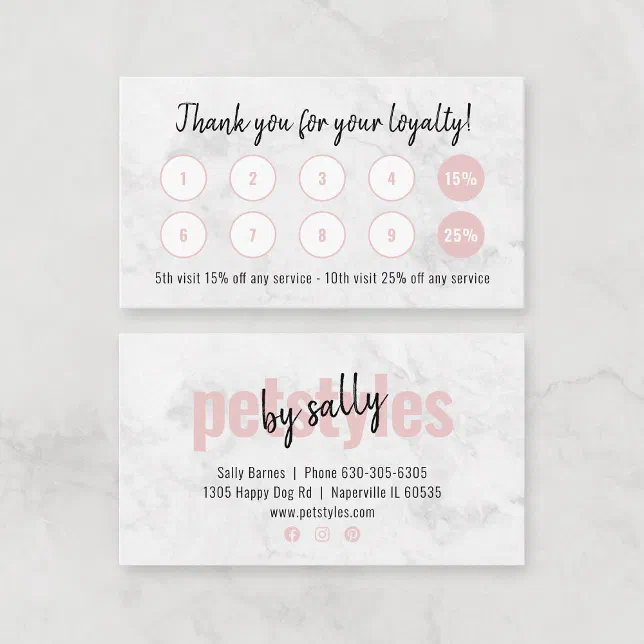 Modern Business Loyalty Card Marble Background | Zazzle