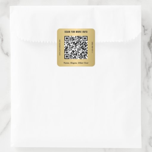 Modern Business QR Code Gold Square Sticker | Zazzle