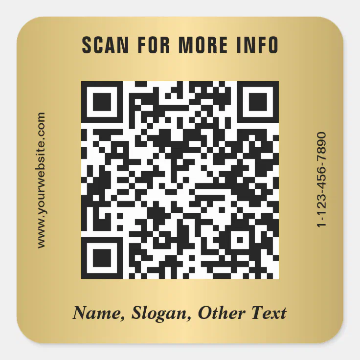 Modern Business QR Code Gold Square Sticker | Zazzle