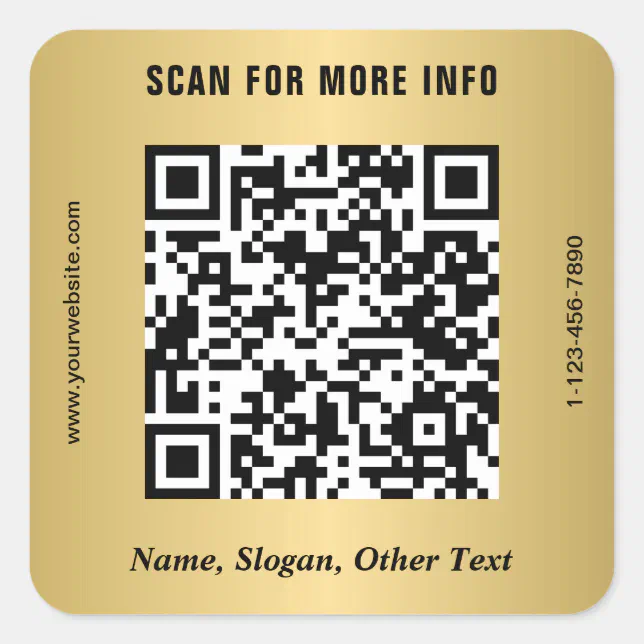 Modern Business QR Code Gold Square Sticker | Zazzle