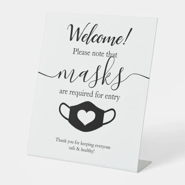 Modern Business Safety Wear Your Face Mask Script Pedestal Sign | Zazzle