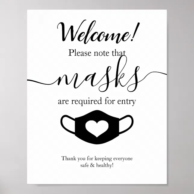 Modern Business Safety Wear Your Face Mask Script Poster | Zazzle