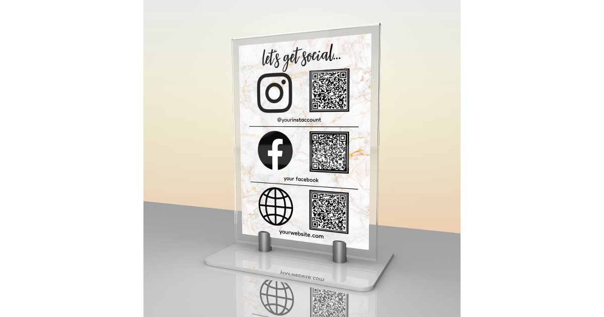 Modern Business Social Media Sign Table Card | Zazzle