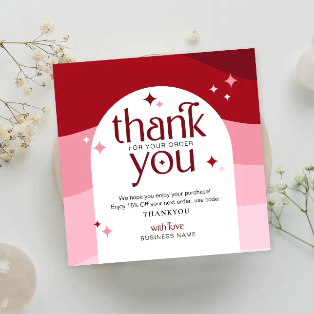 Modern Business Thank You Card Order Insert Retro | Zazzle