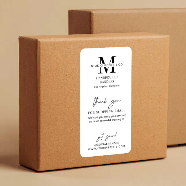 Modern Business Thank You Product Box Seal Label | Zazzle