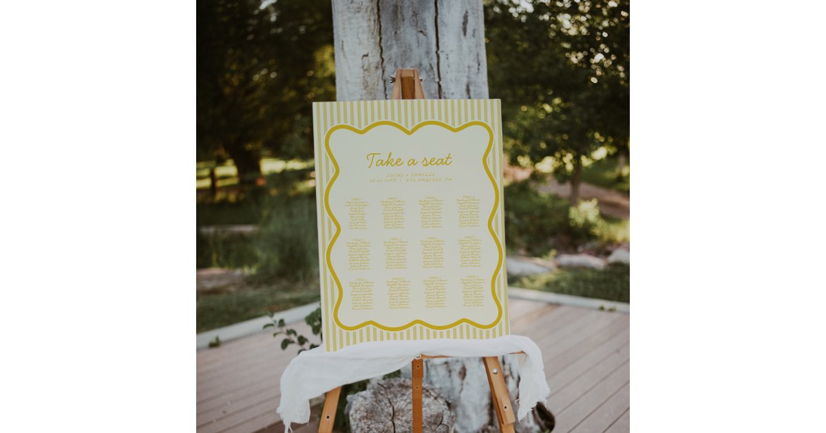 Modern Butter Yellow Seating Chart Foam Board | Zazzle