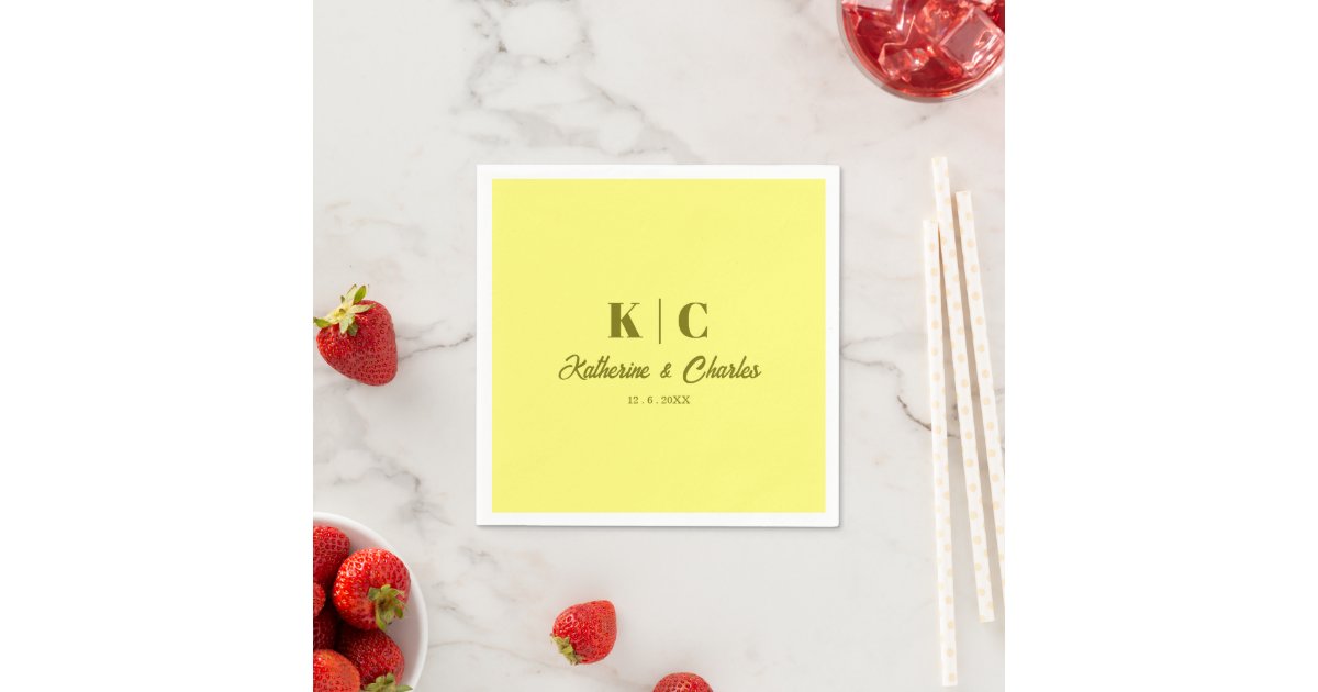 Modern Butter Yellow Wedding Napkins | Zazzle