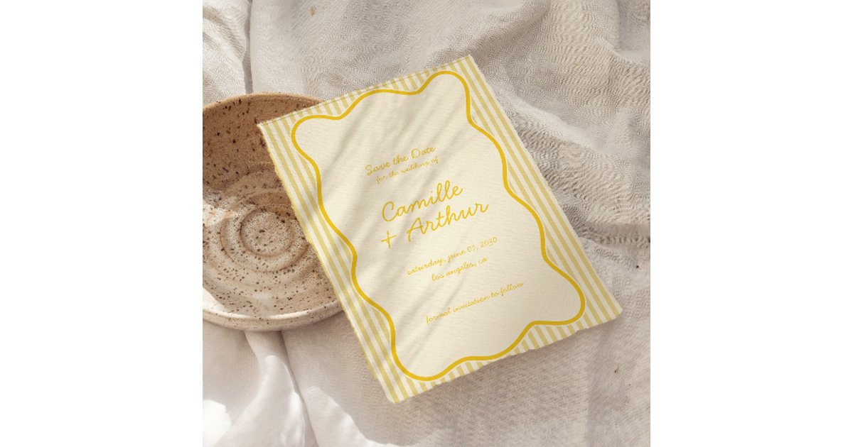 Modern Butter Yellow Wedding Save the Date | Zazzle